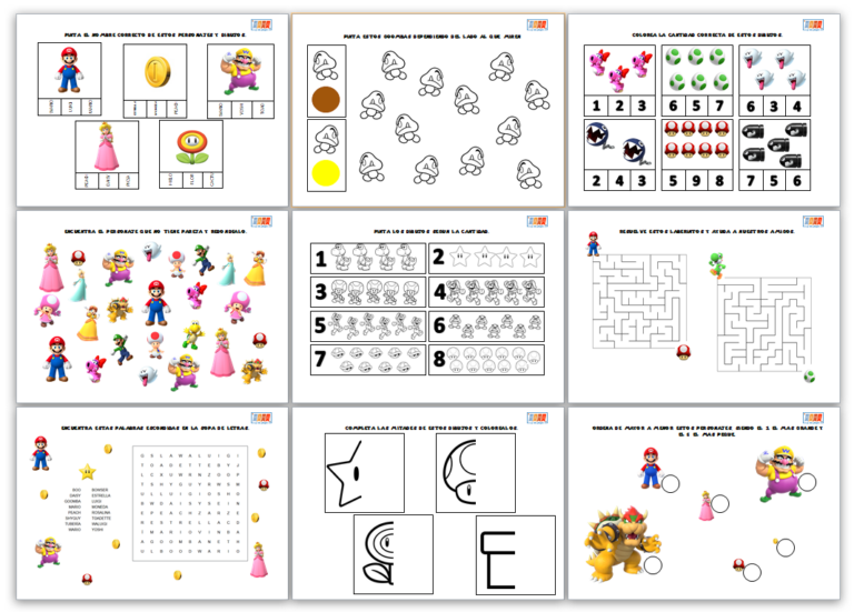 Cuaderno Mario Bros (para peques entre 3 y 8 años) - pasatiempos